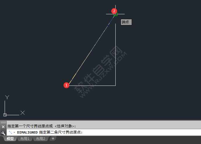 CAD对齐标注命令DIMALIGNED的用法 - 软件自学网